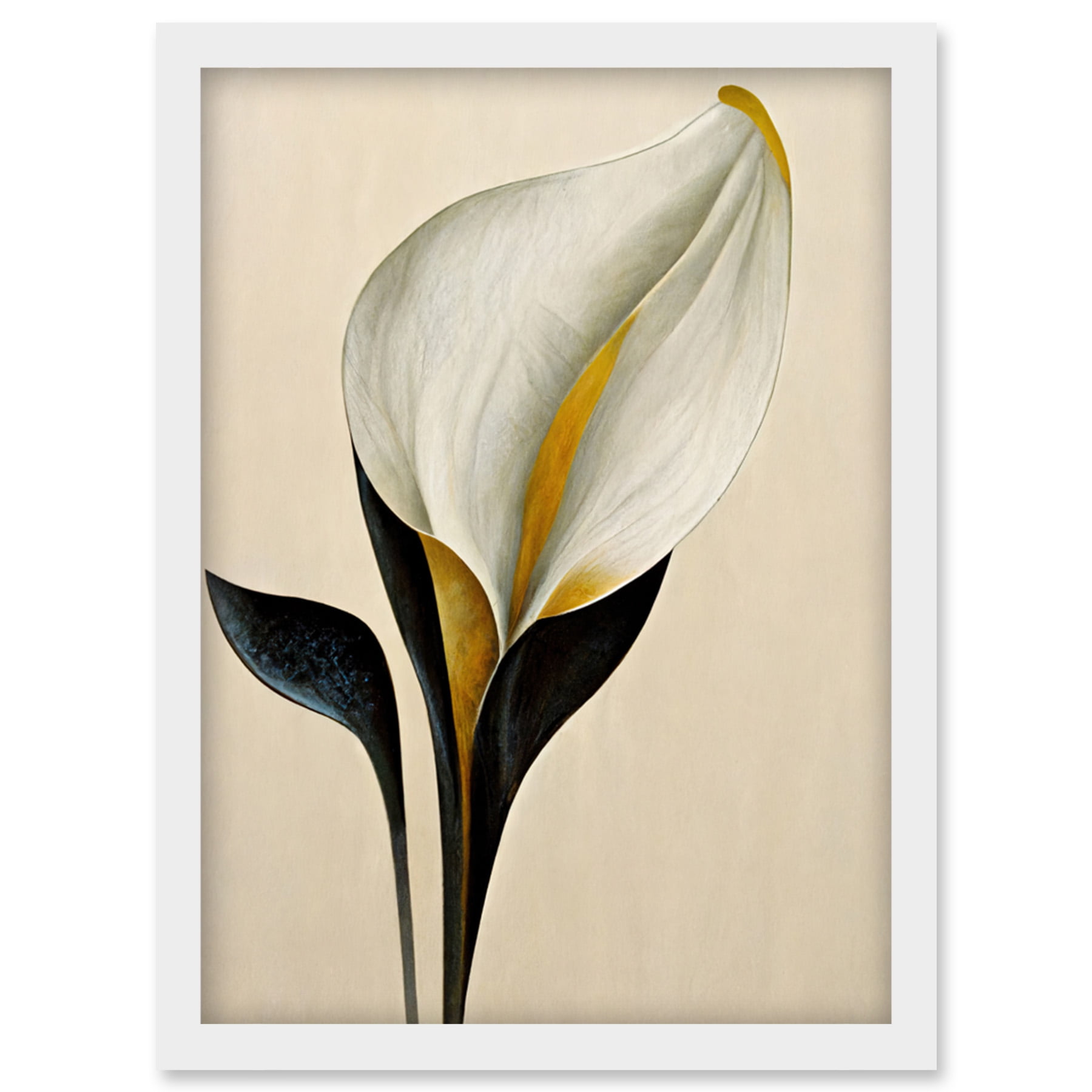 Elegant Modern Calla Lily Black Gold Beige Artwork Framed Wall Art ...
