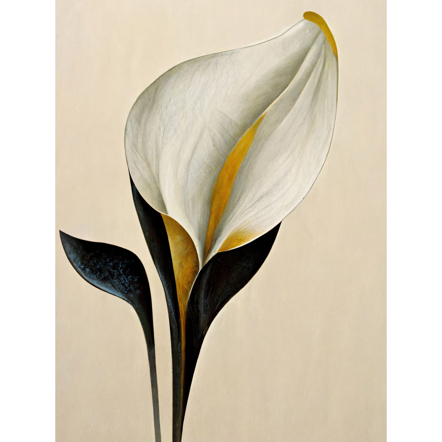 Elegant Modern Calla Lily Black Gold Beige Extra Large XL Wall Art ...