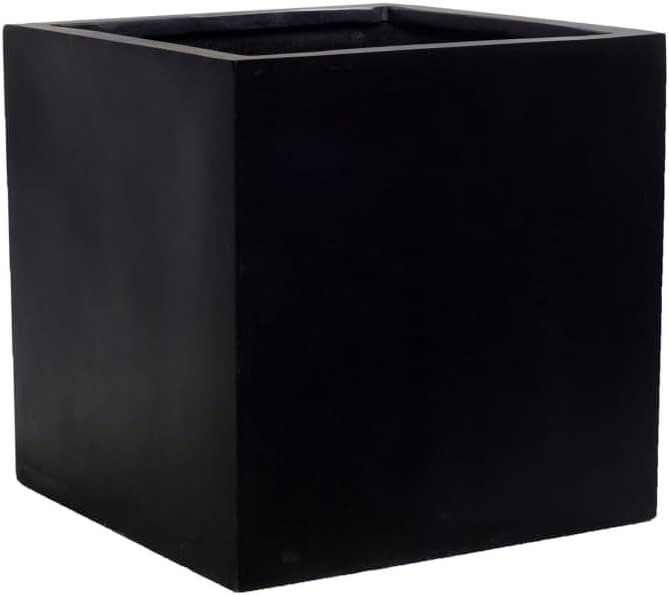 Elegant Modern Fiberstone Cube Planter Black Pot Indoor Outdoor - 12 ...