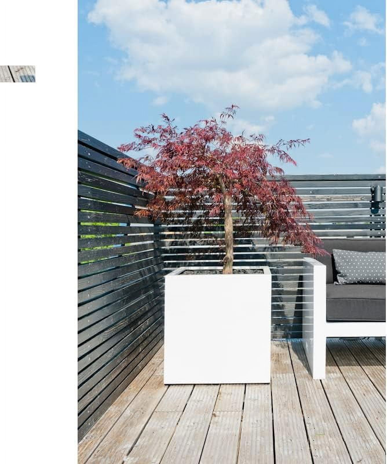Elegant Modern White Glossy Square Indoor Outdoor Planter Pot – 10”H x ...
