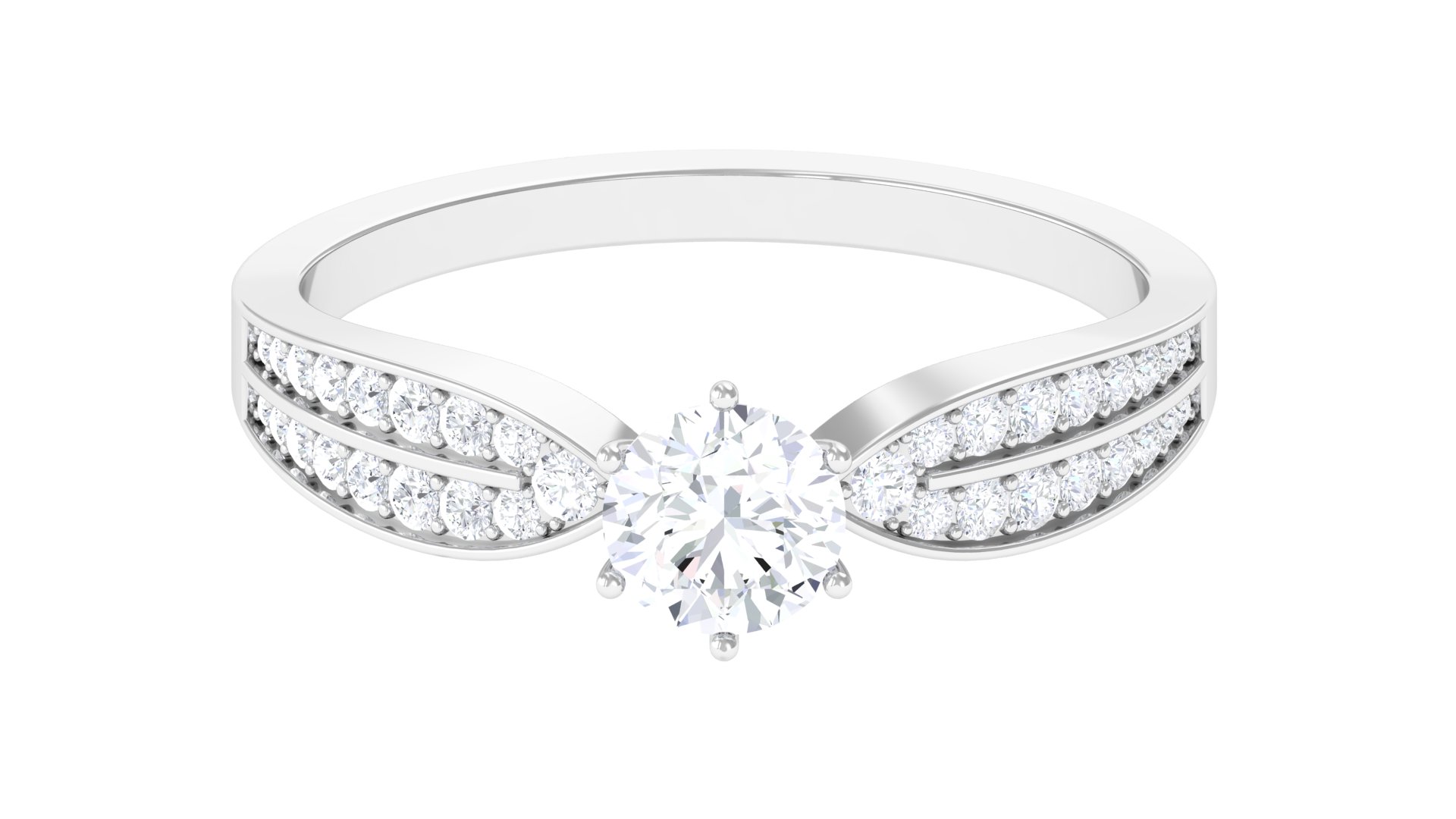 Elegant Moissanite Engagement Ring with Side Stones (1 Carat, D-VS1 Quality), 925 Sterling ...