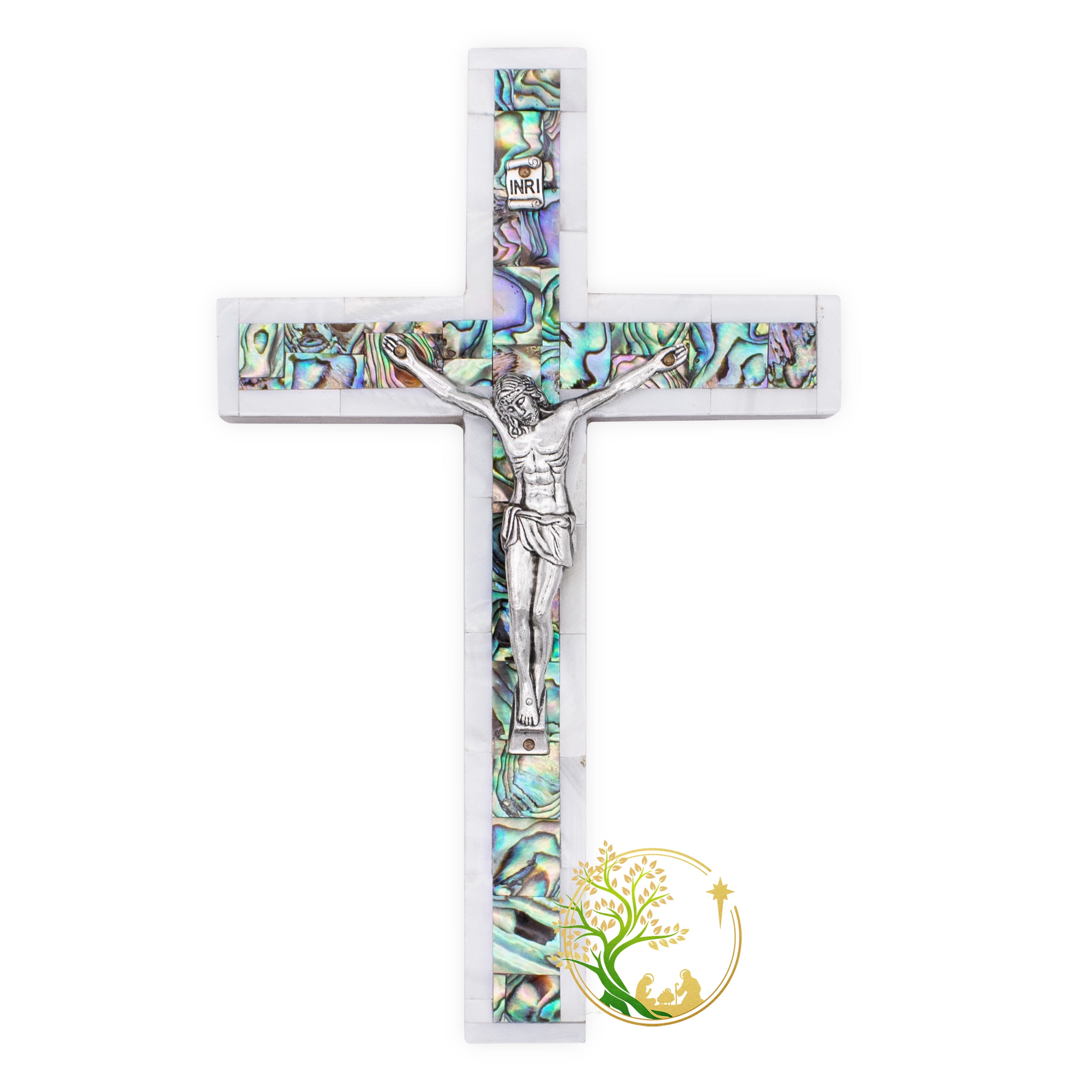 Elegant Catholic Wooden Mother Of Pearl Crucifix | Handmade Holy Land ...