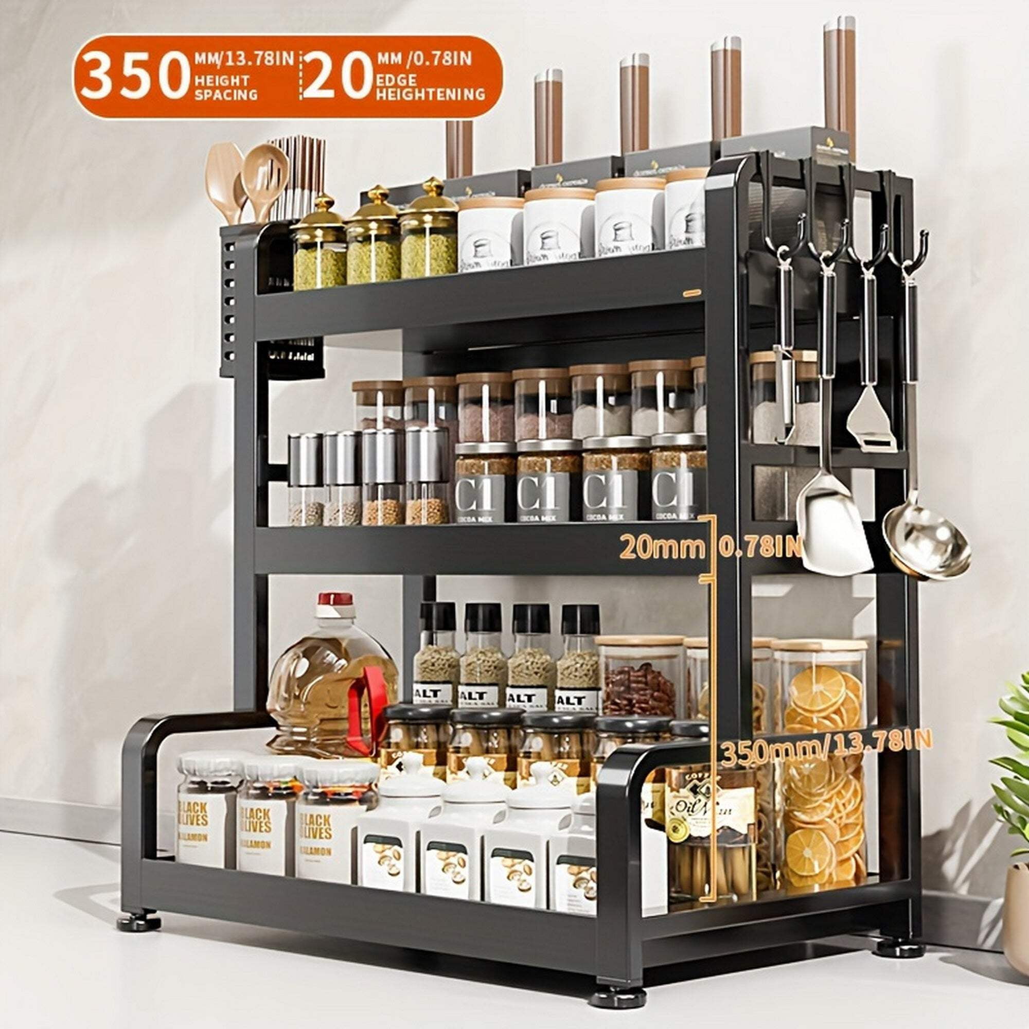 Elegant Multi-Layer Metal Kitchen Organizer - Countertop Spice Rack ...