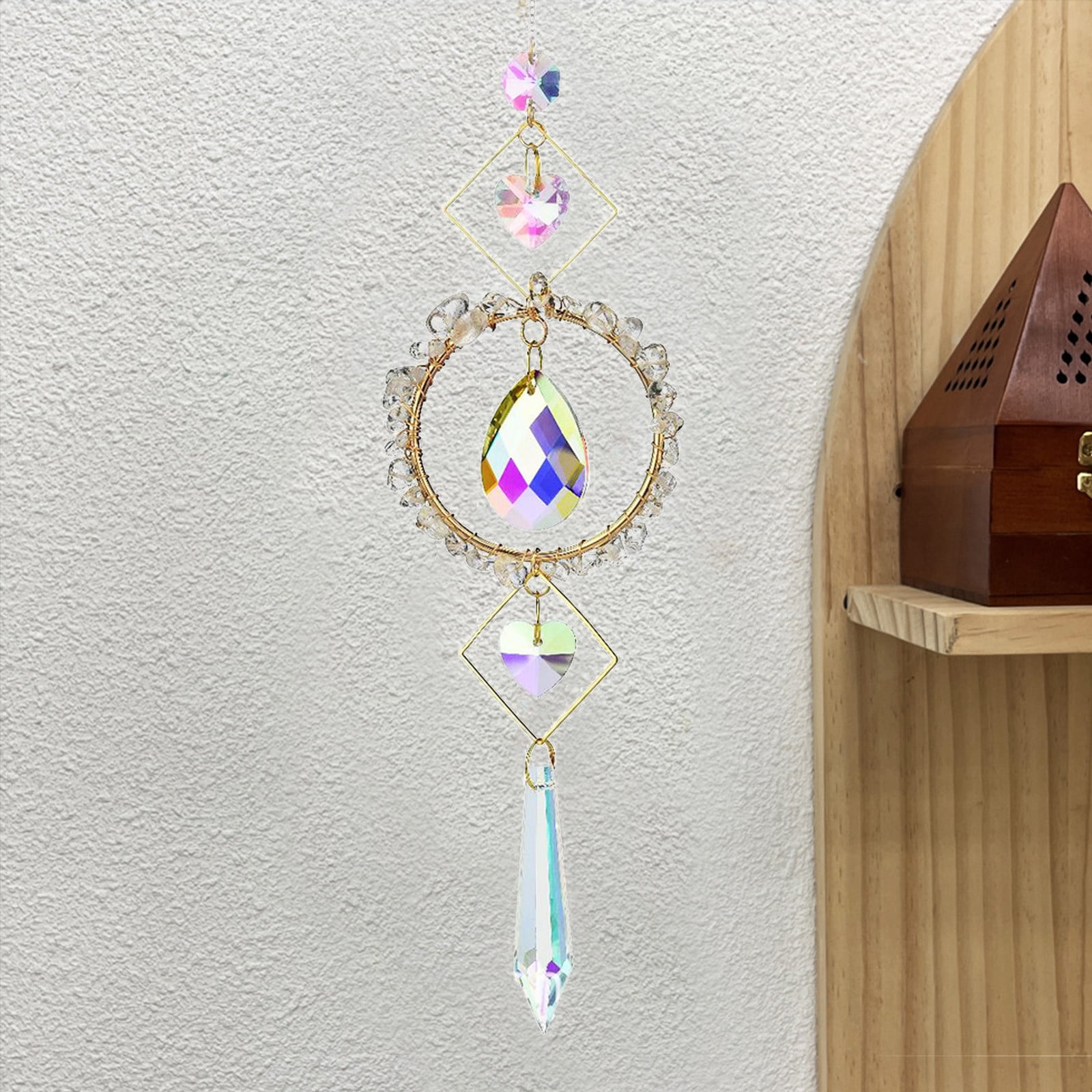 Elegant Multicolor Crystal Wind Chime Suncatcher - Artificial Crystal ...