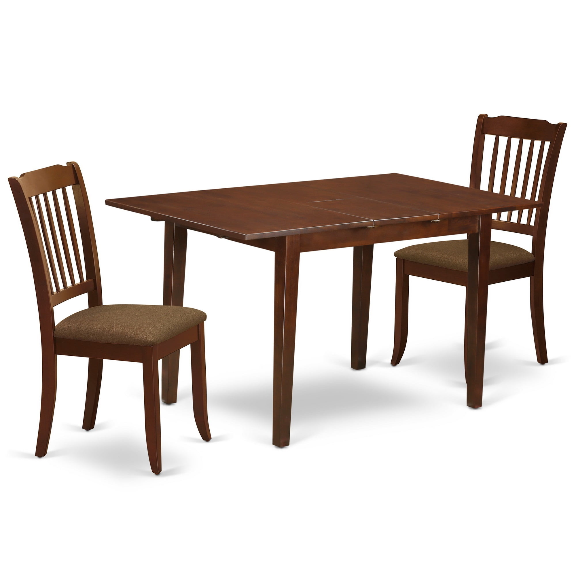 Elegant NODA3-MAH-C Dining Set: Small Rectangular Table, 2 Chairs ...