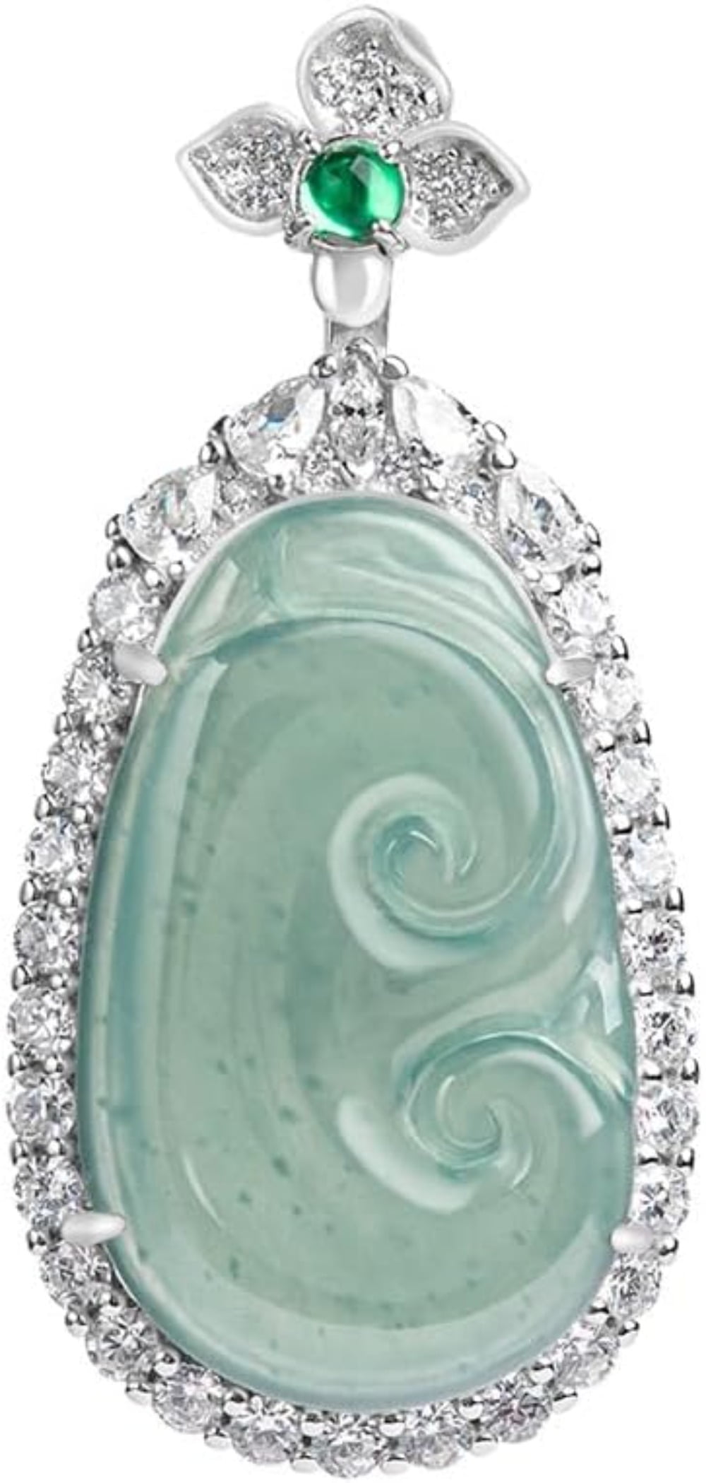 Elegant Natural Blue Water Jade Necklace Featuring a Unique Ruyi White ...