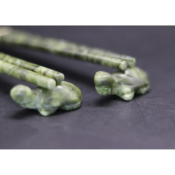 Elegant Natural Jade Chopsticks Set | Traditional Chinese Green ...