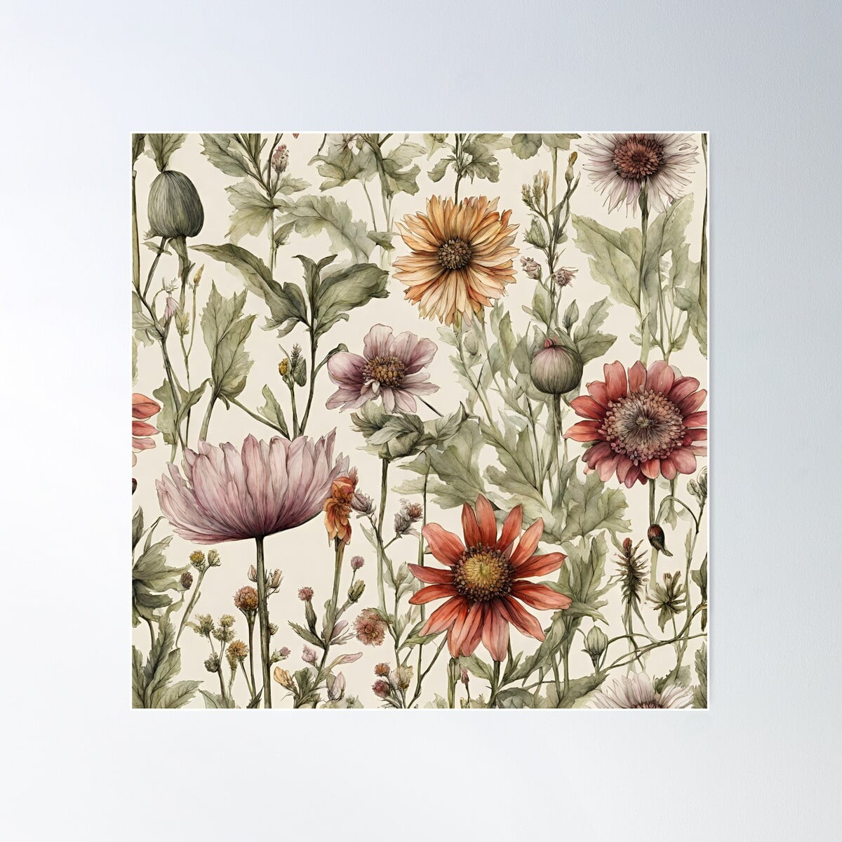 Elegant Nature Botanical Spring Garden Floral Wildflower Poster Wall ...