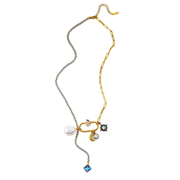 Elegant Necklace Ti Steel Neck Chain Star Pearls Design Perfect Holiday ...