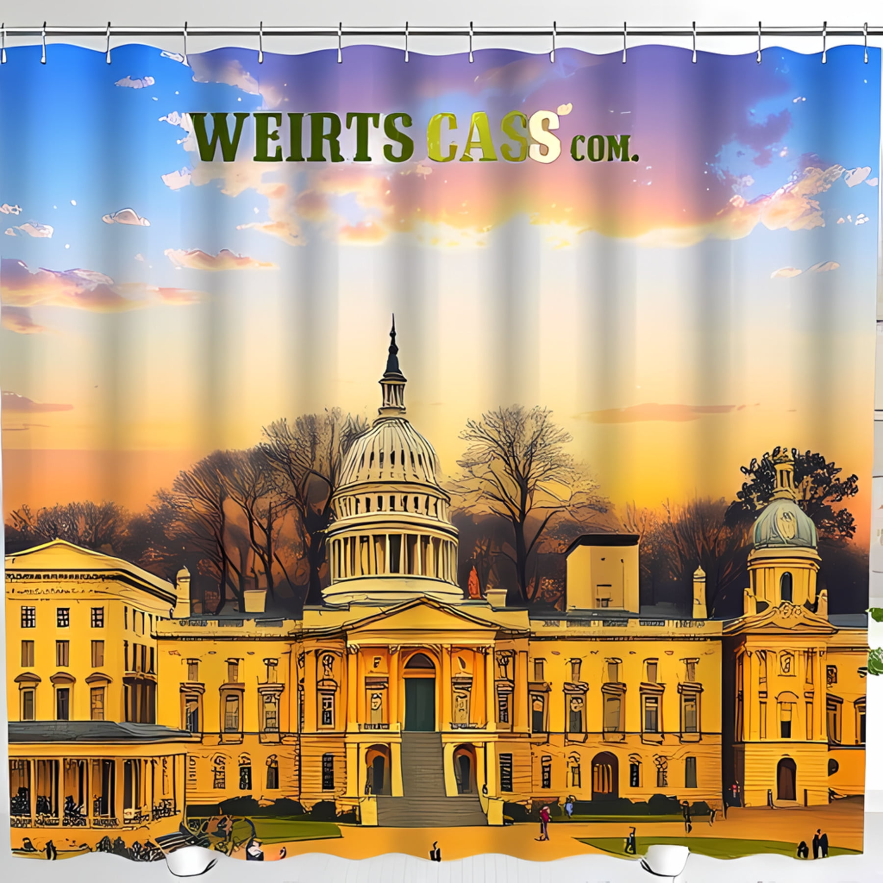 Elegant Neoclassical Shower Curtain with Vibrant Sunset Pattern ...