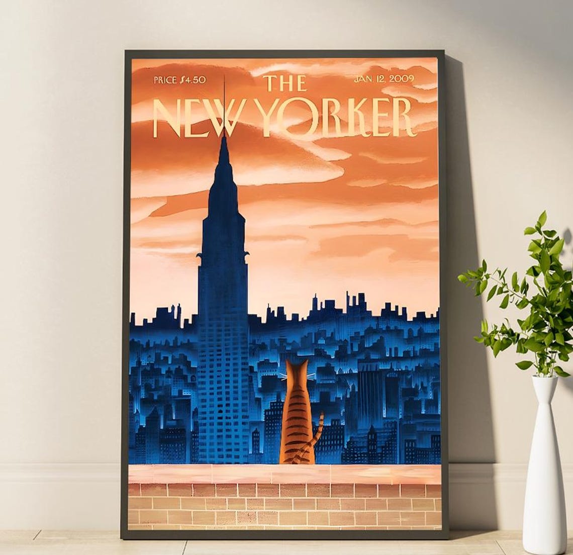 Elegant New Yorker Poster Featuring Cat And Skyline Poster A Must Have ...