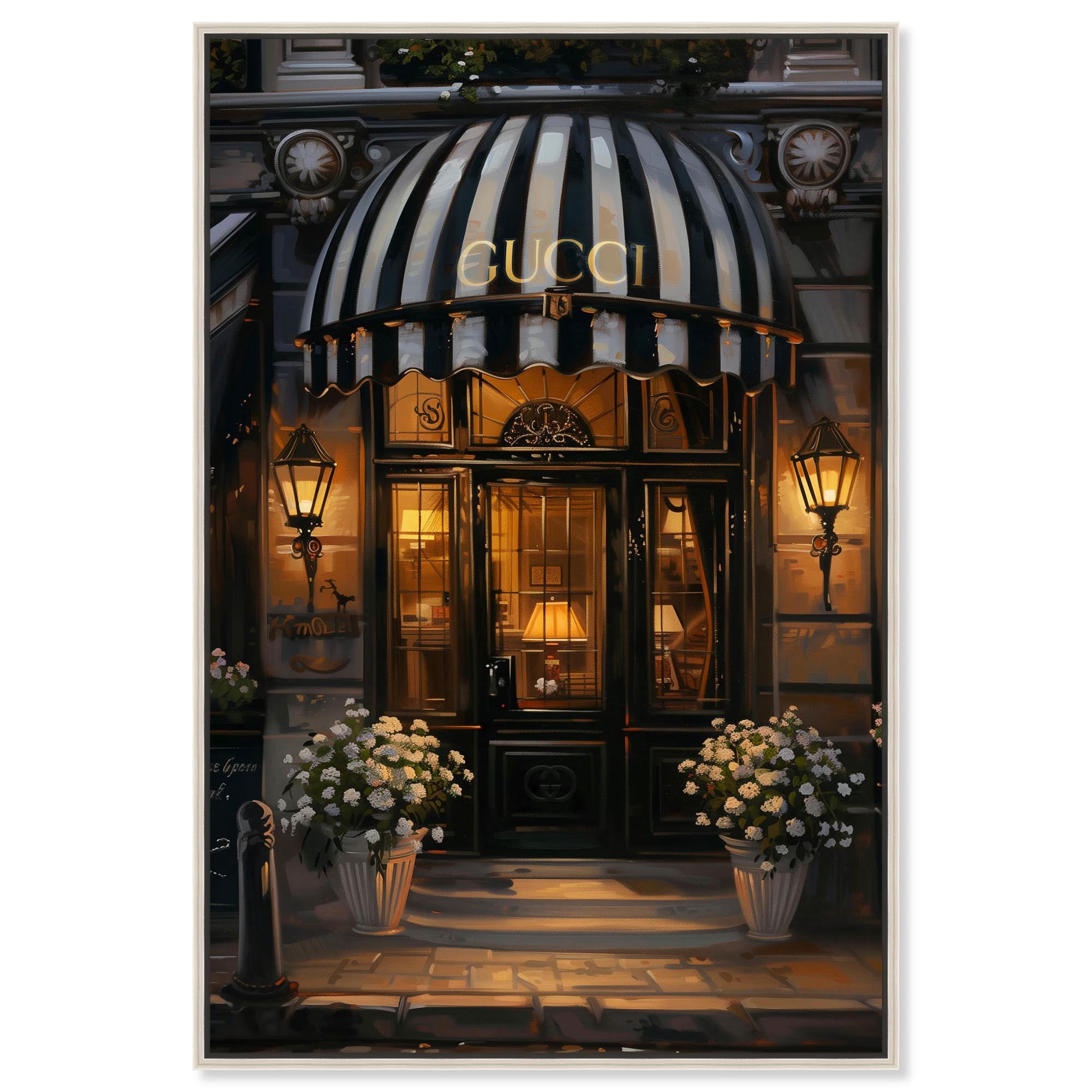 Elegant Night Time Store Visit Canvas Fashion Art Prints by Art Remedy ...