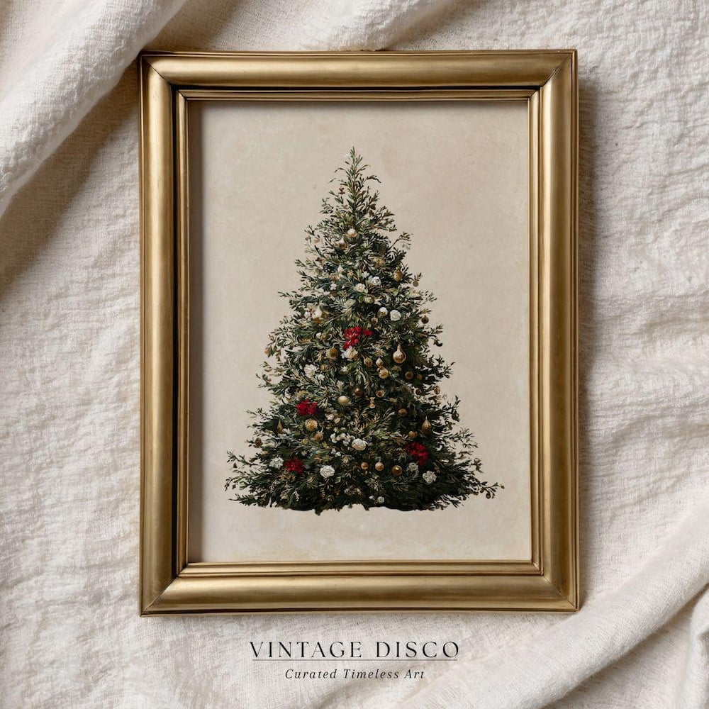 Elegant Noel Tree Print - Classic Traditional Festive Decor, Vintage ...