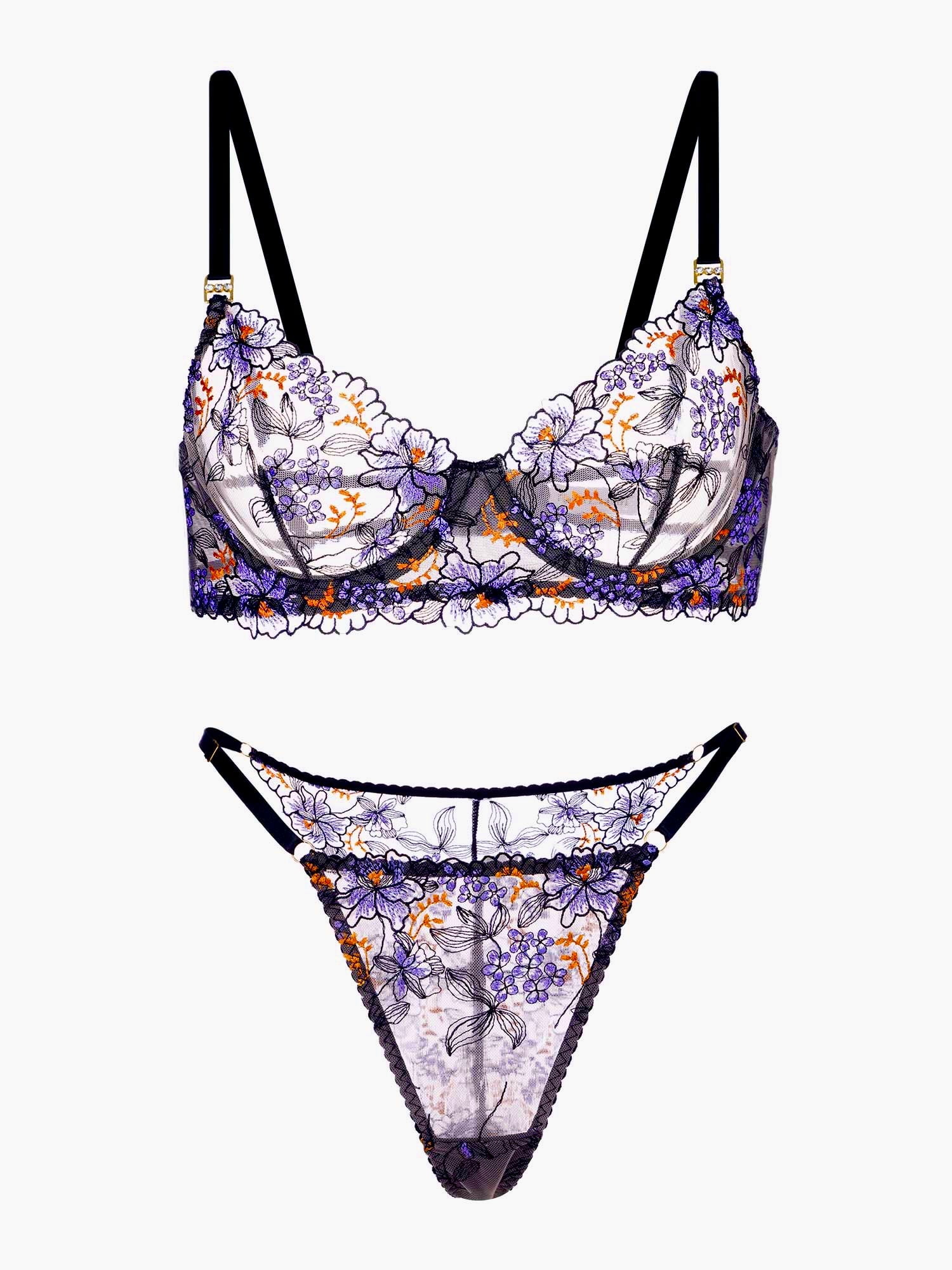 Elegant Noir Black Lace Lingerie Set (BLACK, L+) - Walmart.com