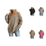 Elegant Off-Shoulder Pullover Sweater for Women – Long Sleeve Cable ...