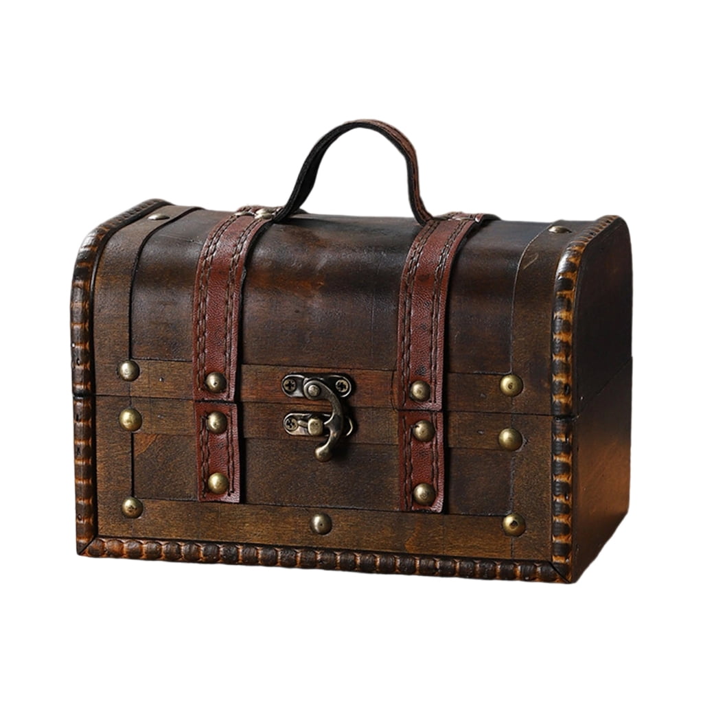 Elegant Old Fashioned Wood Travel Chest Spacious Storage Organizers ...