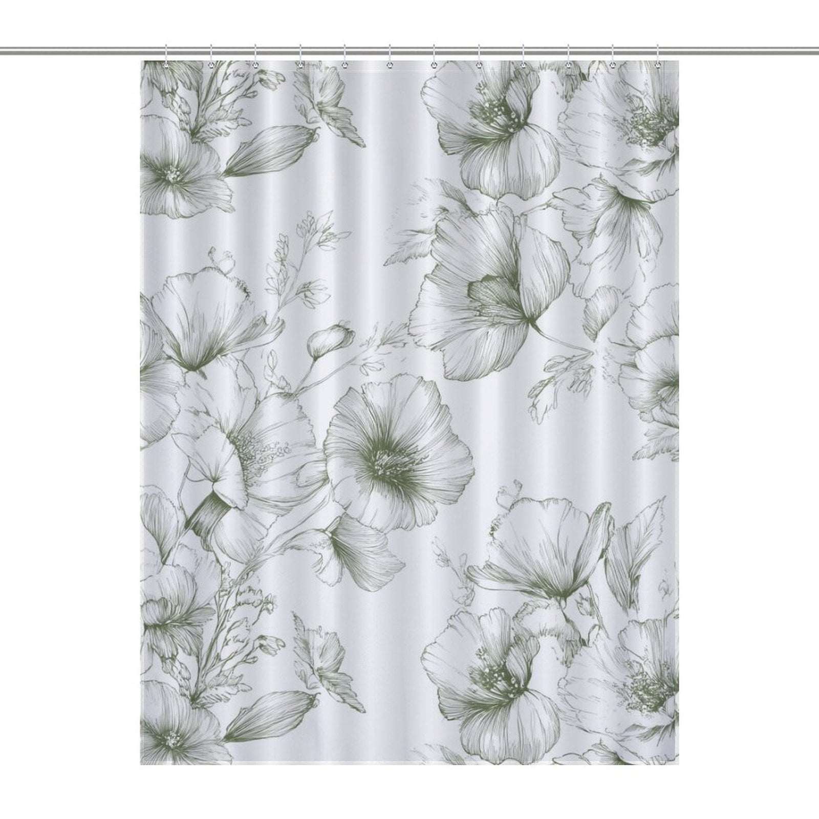 Elegant Olive Green Floral Seamless Pattern Shower Curtains - Bath ...