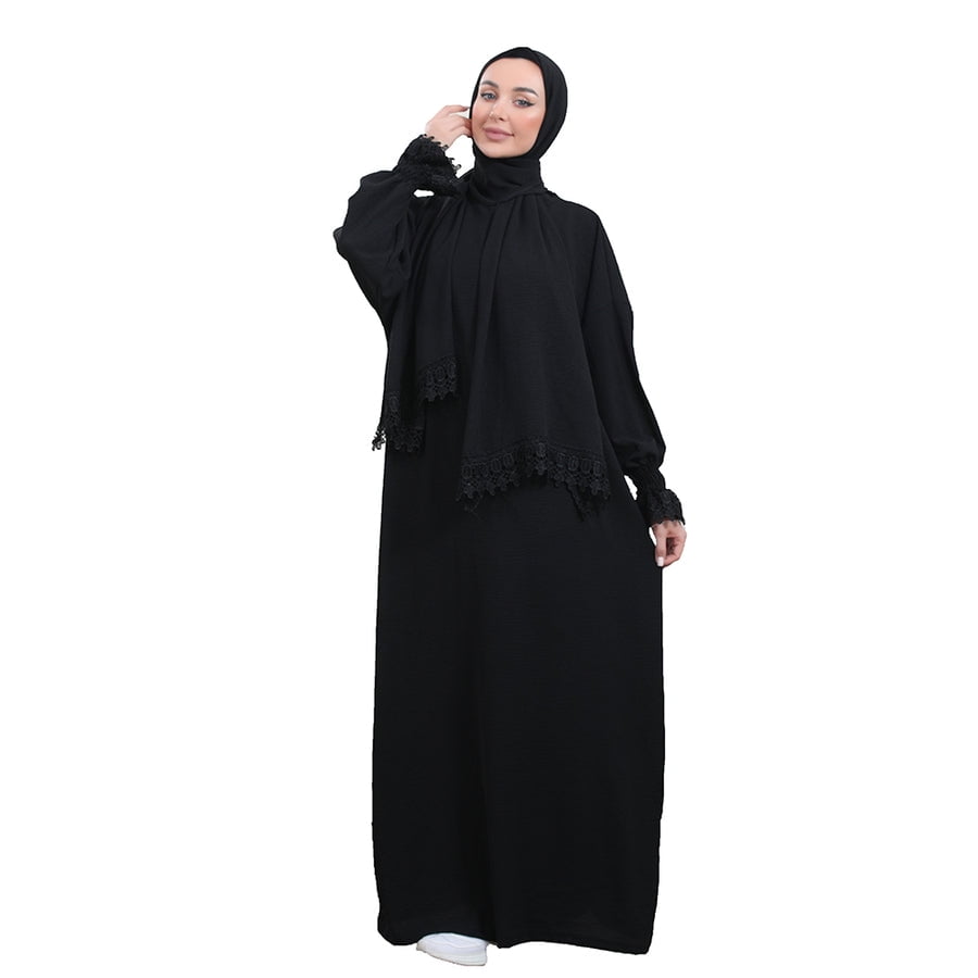 Elegant One-Piece Abaya and Prayer Dress Crepe Solid Color ...