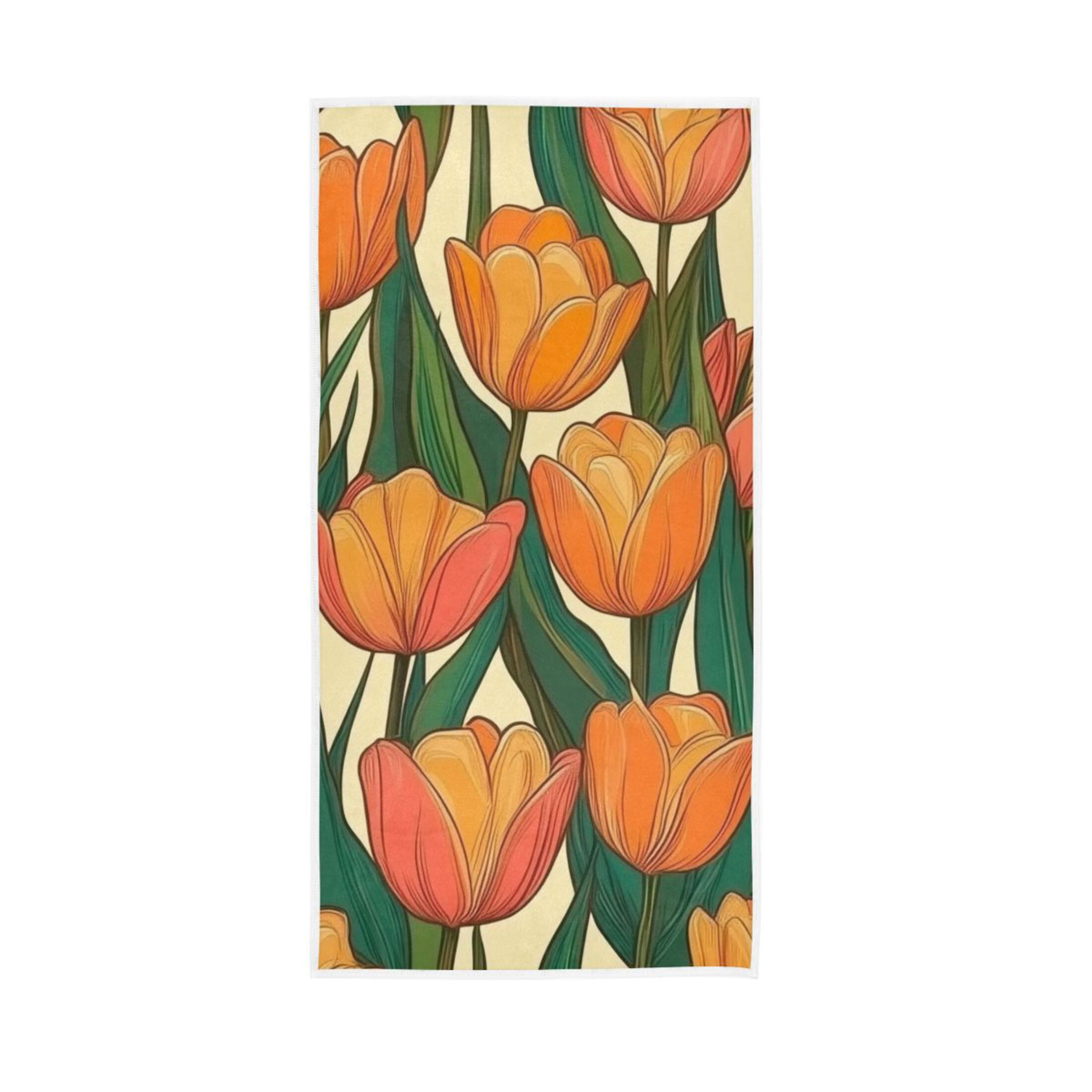 Elegant Orange Flowers Face Towel Absorbent Hand Towels Bath Sport Gym ...