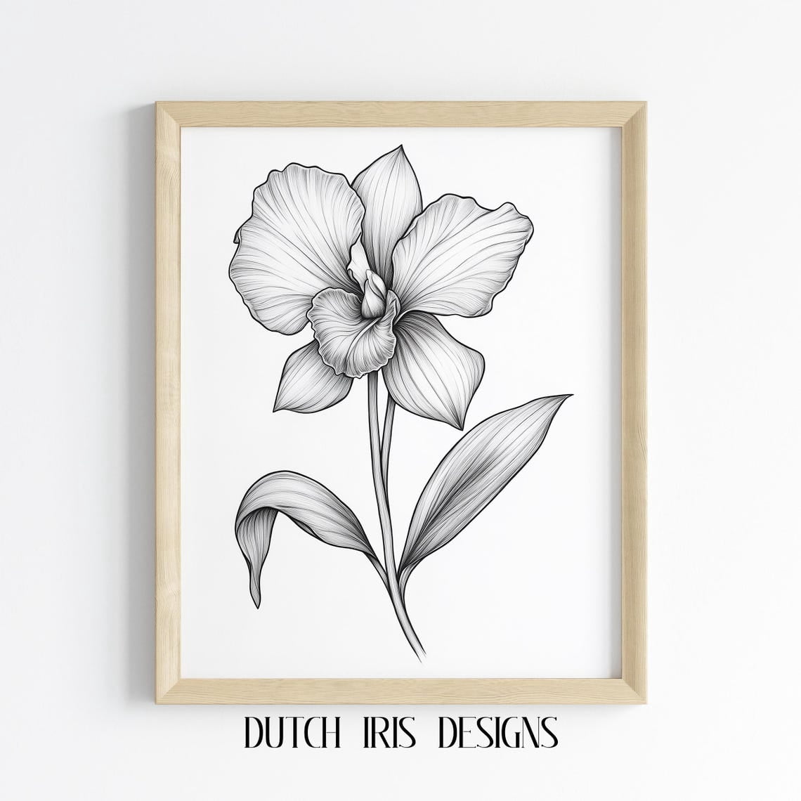 Elegant Orchid Line Drawing, Bold Black Floral Art Print, Botanical ...
