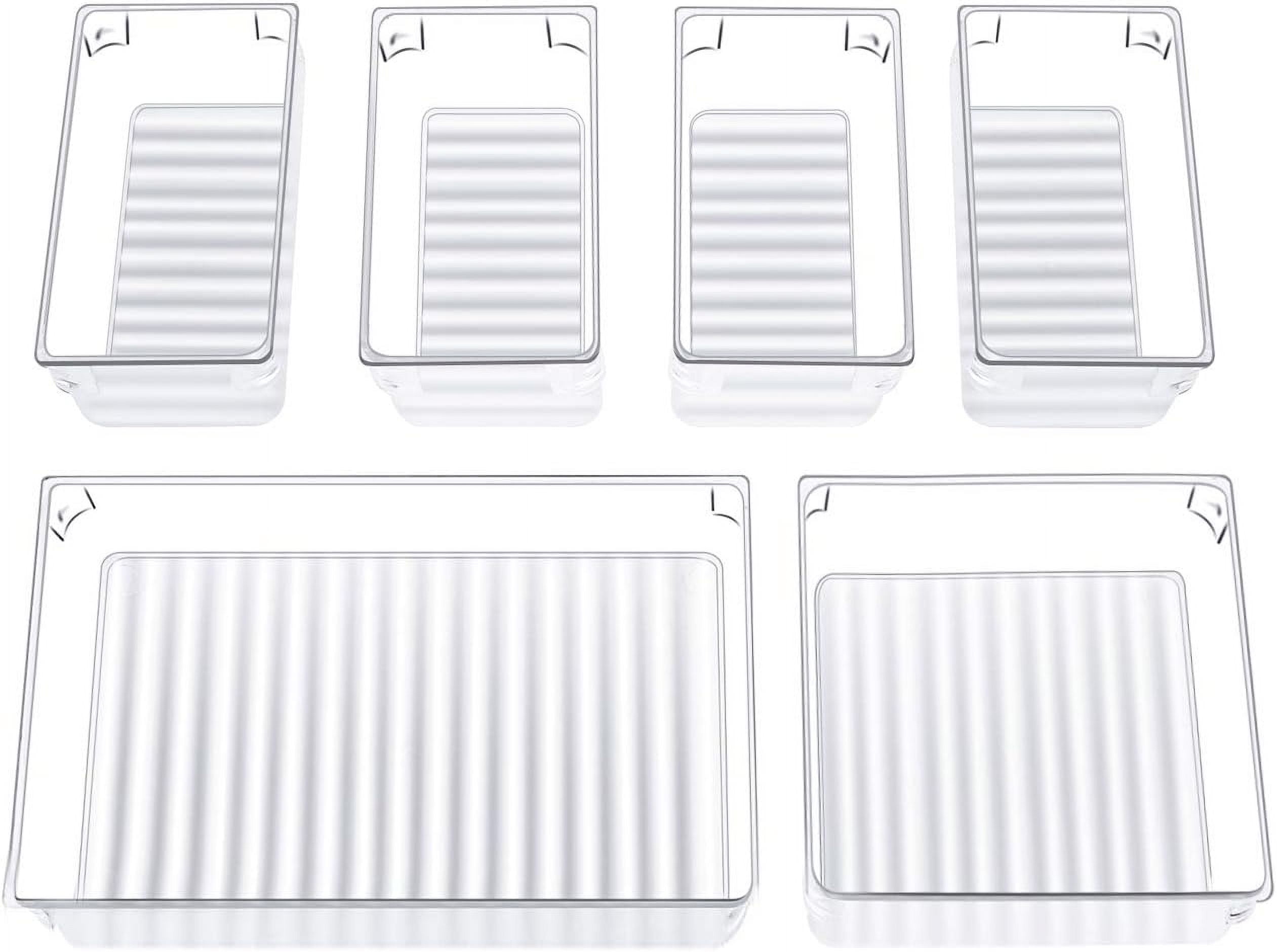 Elegant Organization, 6 Pieces Clear Plastic Storage Bins, Non-Slip ...