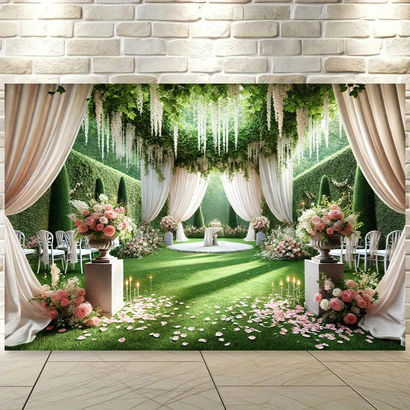 Elegant Outdoor Wedding Backdrop Lush Garden Scene Bridal Shower ...