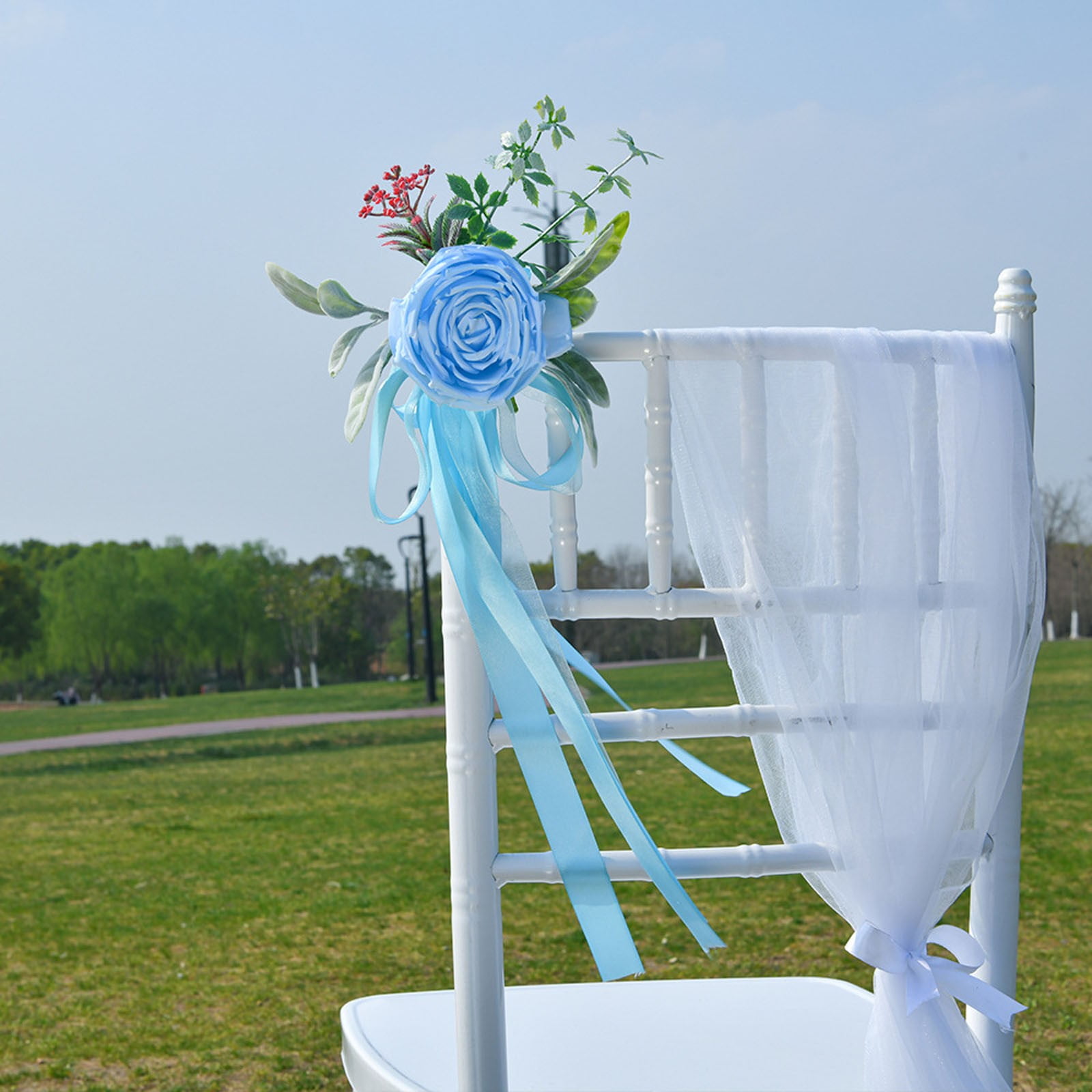 Elegant Outdoor Wedding Chair Back Flower Arrangement for Event Party ...