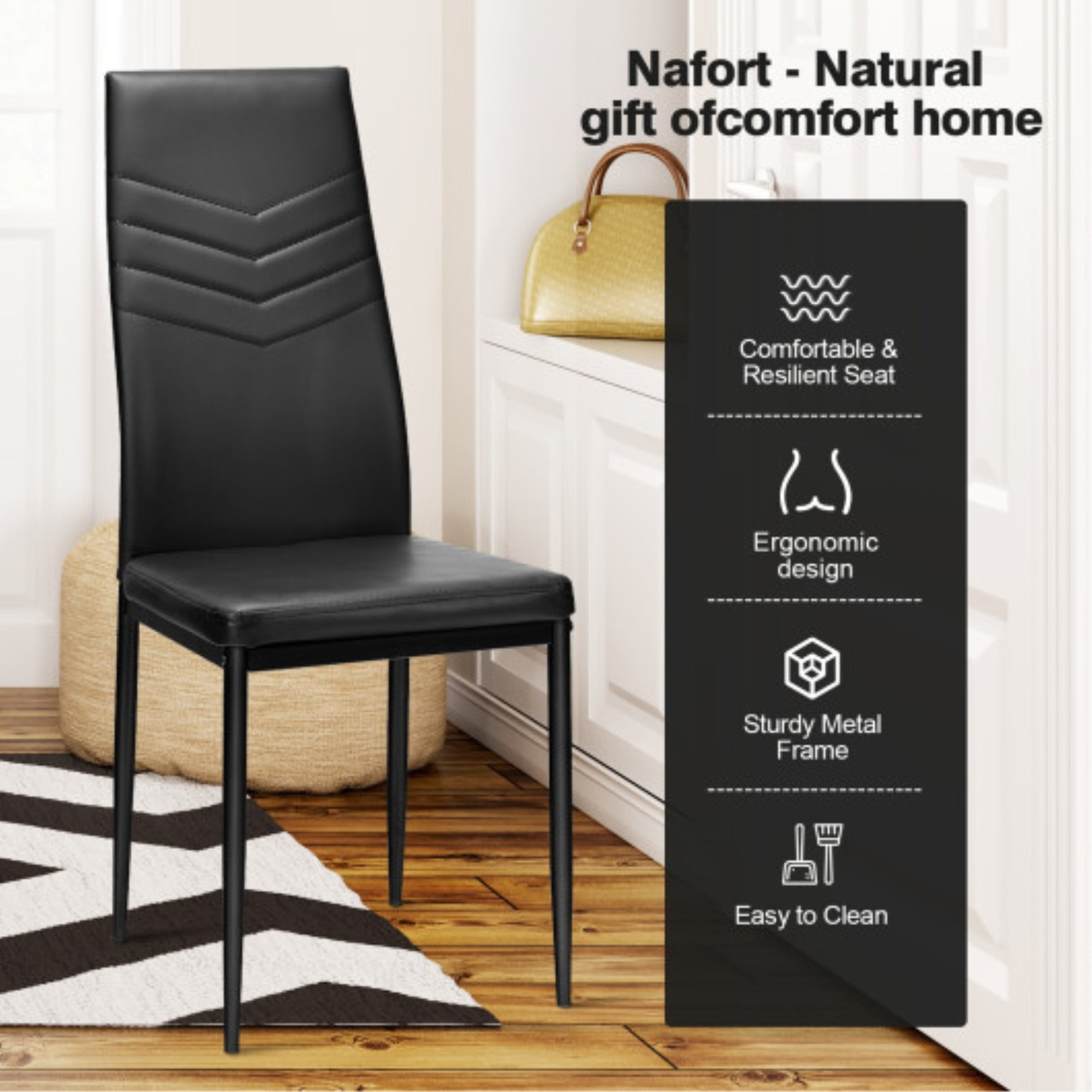 Elegant PVC Leather Chairs: Set of 4, Sleek Design, High-Quality ...