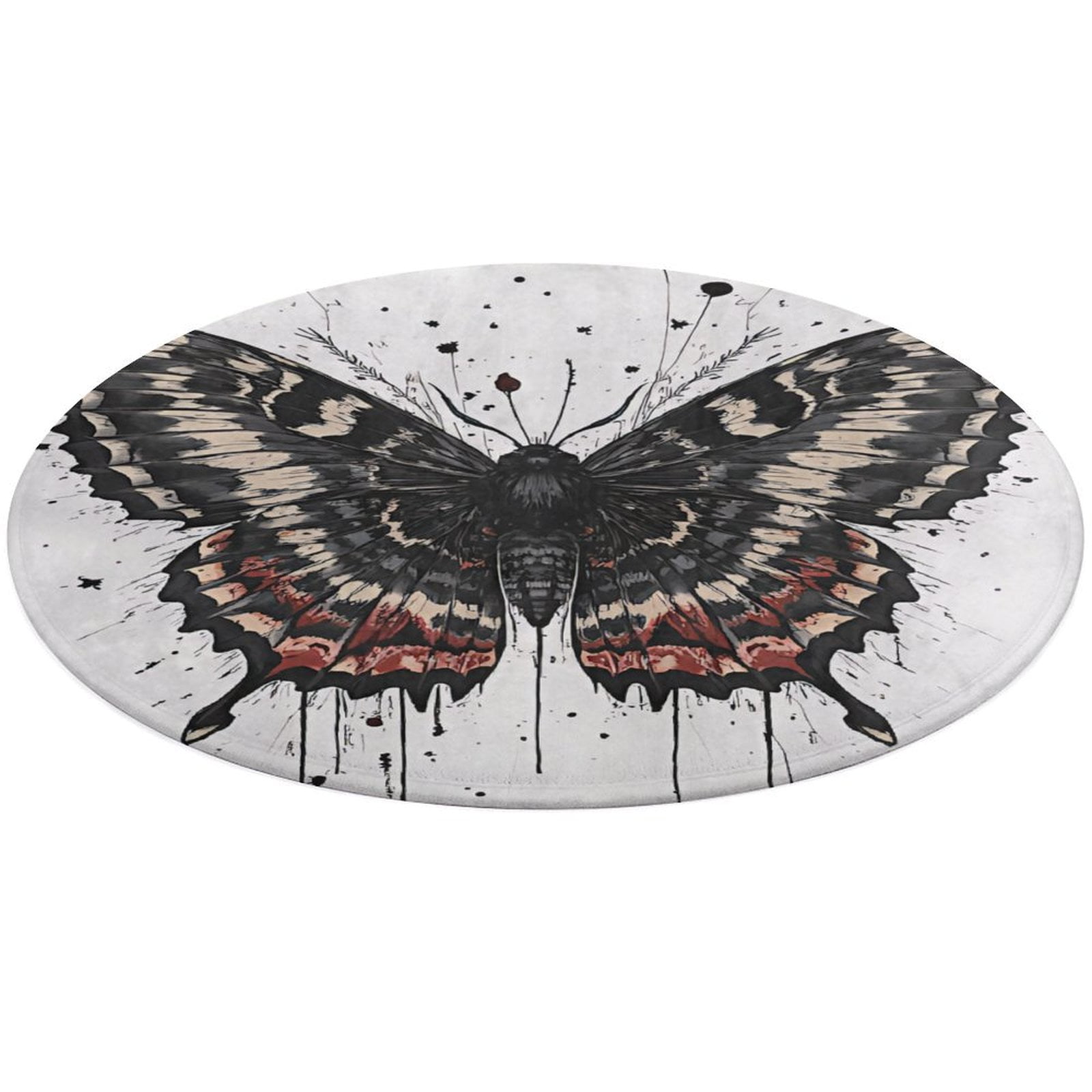 Elegant Painted Butterfly Rugs Trea Rugs Not-Slip Round Rugs Area ...