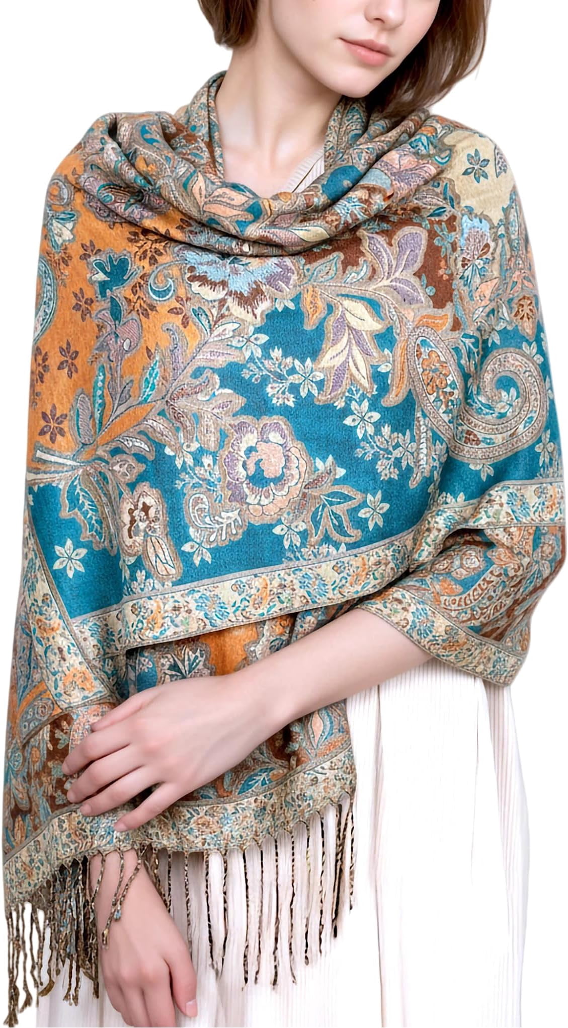 Elegant Paisley Floral Pashmina Shawl and Wrap - Boho Rave Scarf for ...