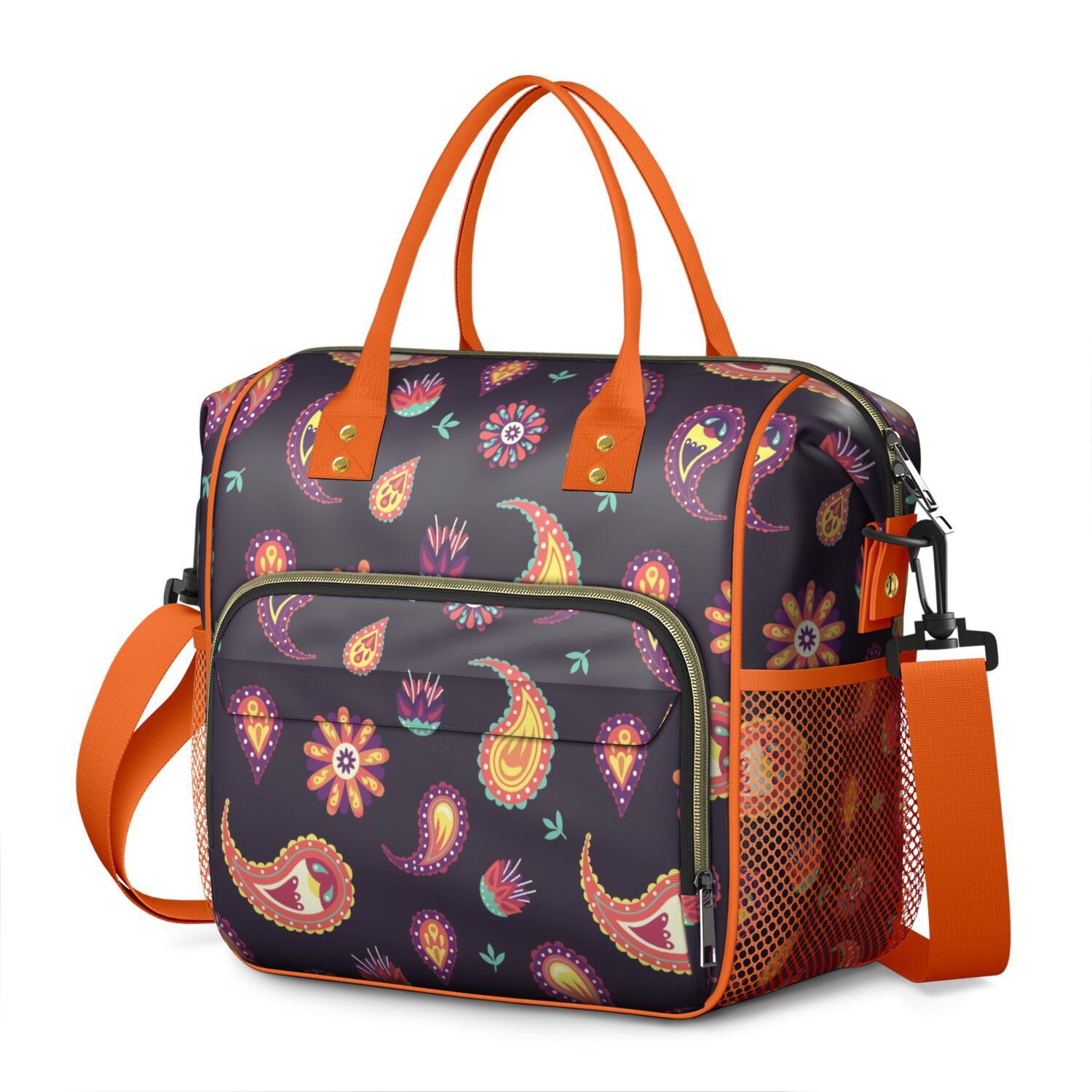 Elegant Paisley and Floral Insulated Tote – Foldable Lunch Bag with ...
