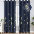 Elegant Palm Tree Leaf and Wheat Pattern Blackout Curtains Foil Print ...