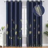 Elegant Palm Tree Leaf and Wheat Pattern Blackout Curtains Foil Print ...