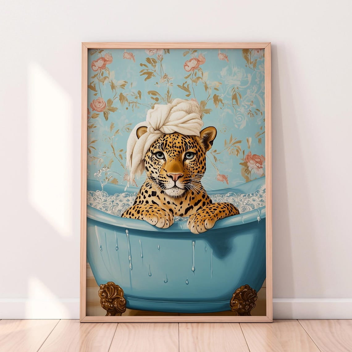 Elegant Panther Bathroom Print – Funny Spa Wall Art, Luxury Animal ...