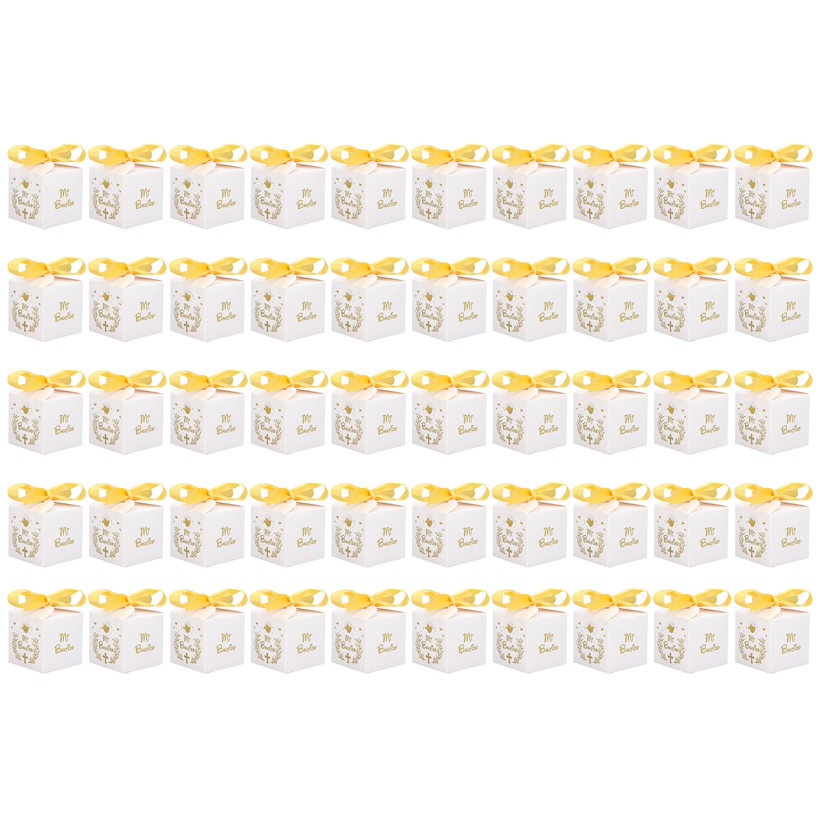 Elegant Party Favor Boxes, 50 Pack, White Paper, Gold Ribbon, 2.6x2.6x2 ...