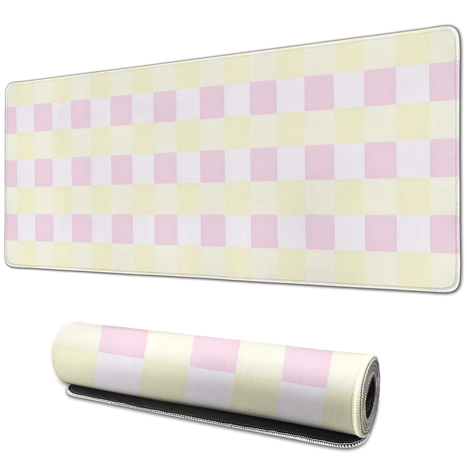 Elegant Pastel Checkered Desk Mat - Aesthetic Office Decor, Extra Large ...
