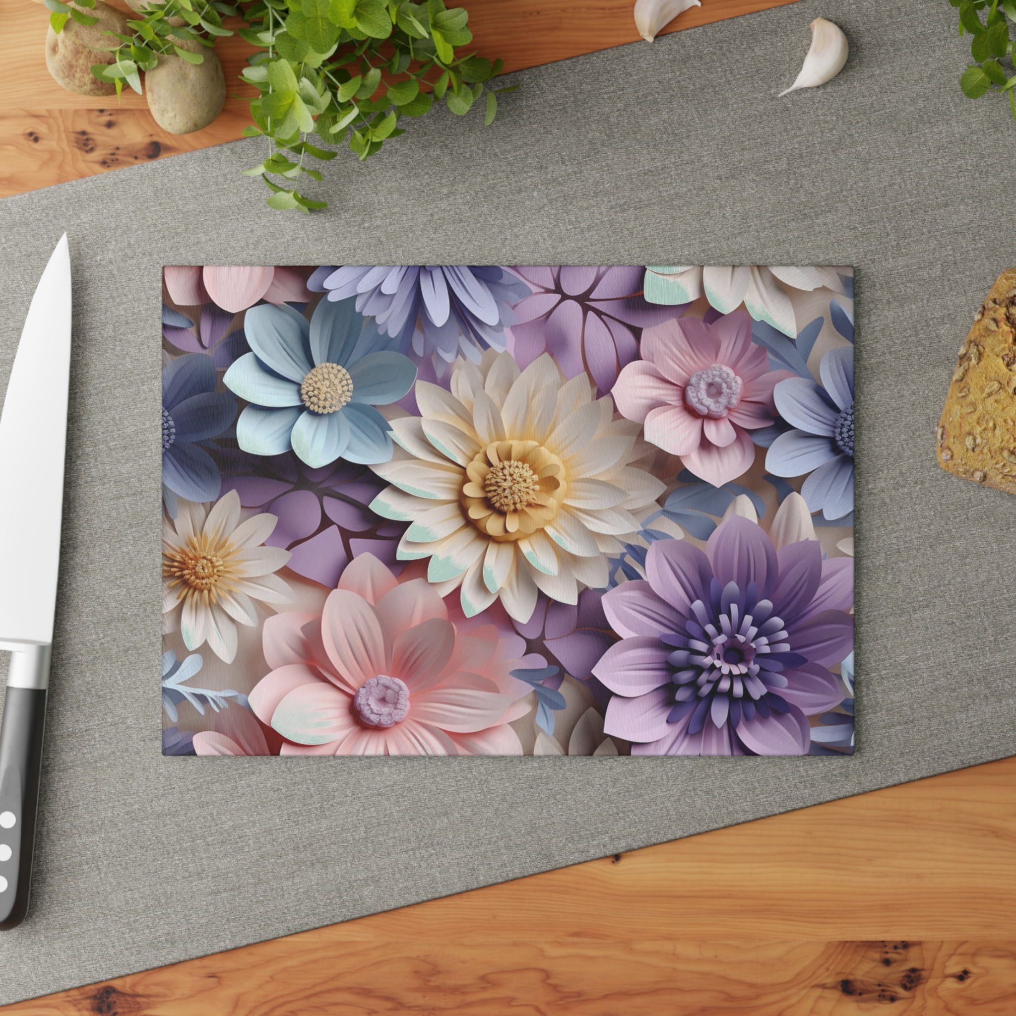 Elegant Pastel Floral Glass Cutting Board - Walmart.com