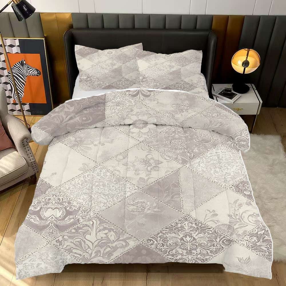 Elegant Patchwork Floral Design Comforter Set Queen Size Bedding Set ...