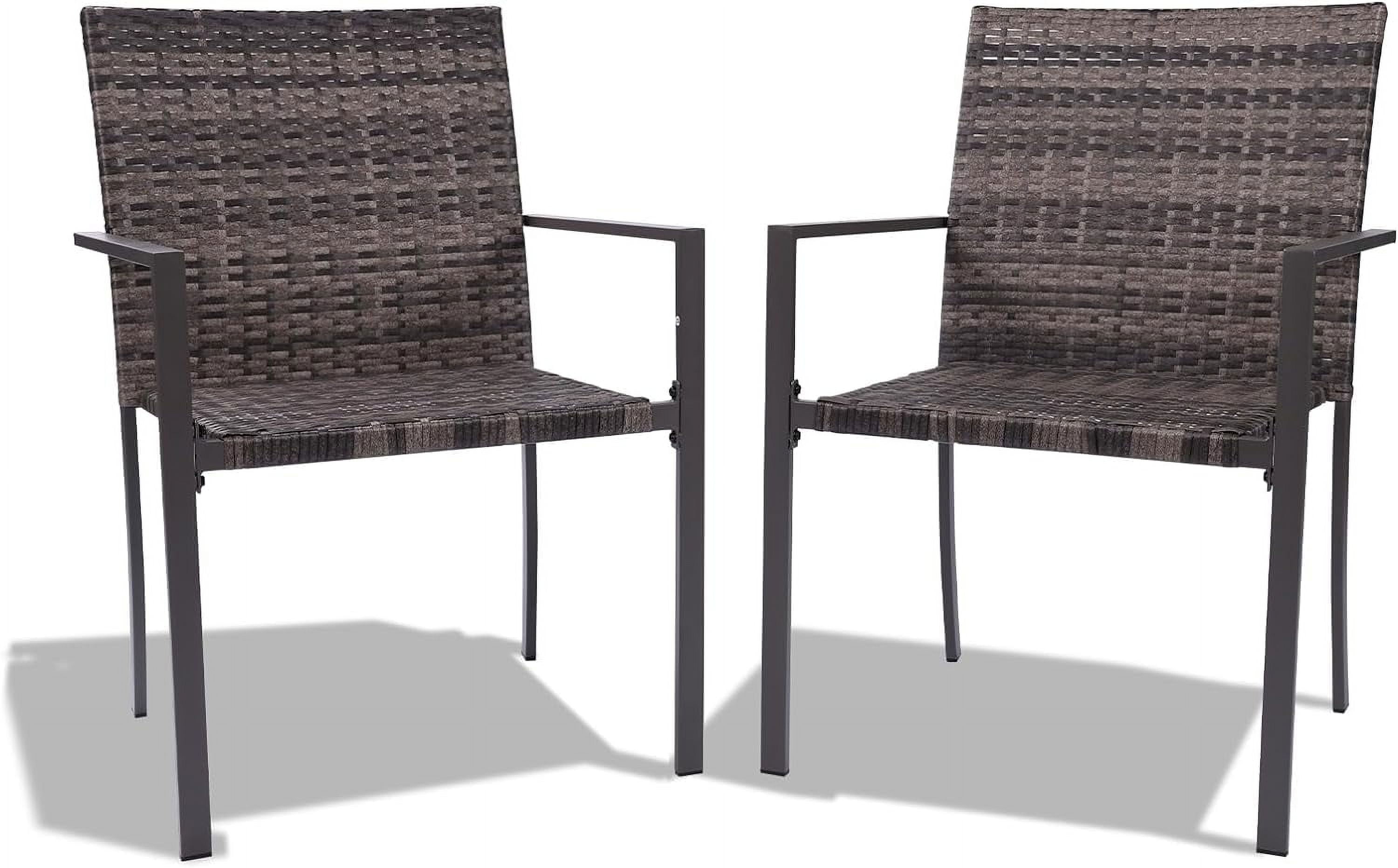 Elegant Patio Dining Chairs Outdoor Set of 2, Stackable All-Weather Resistant Rattan Wicker ...