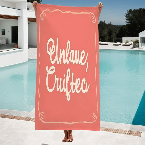 Elegant Peach Beach Towel with Swirling Pattern - Soft Absorbent ...