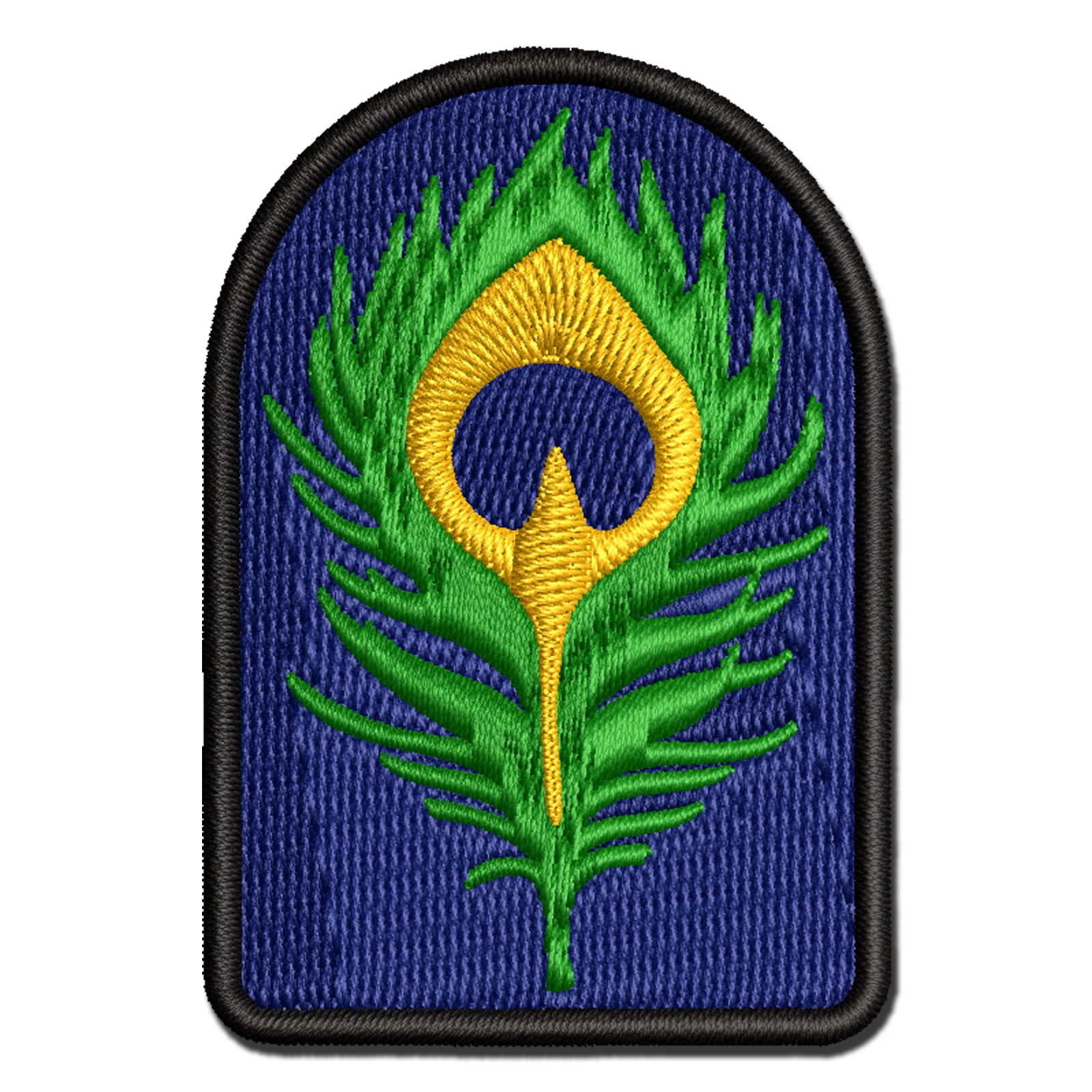 Elegant Peacock Feather Applique Multi-Color Embroidered Hook & Loop ...