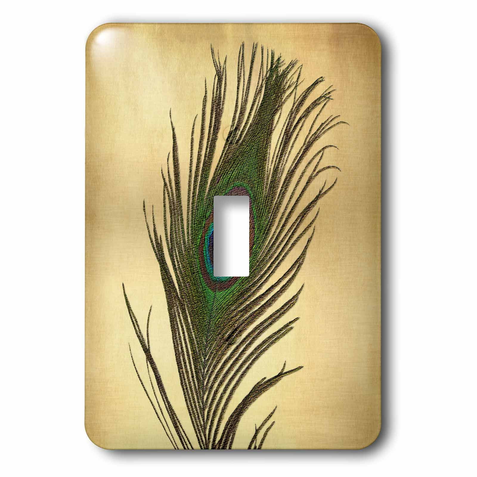 3dRose, Elegant Peacock Feather on Gold, single toggle switch - Walmart.com