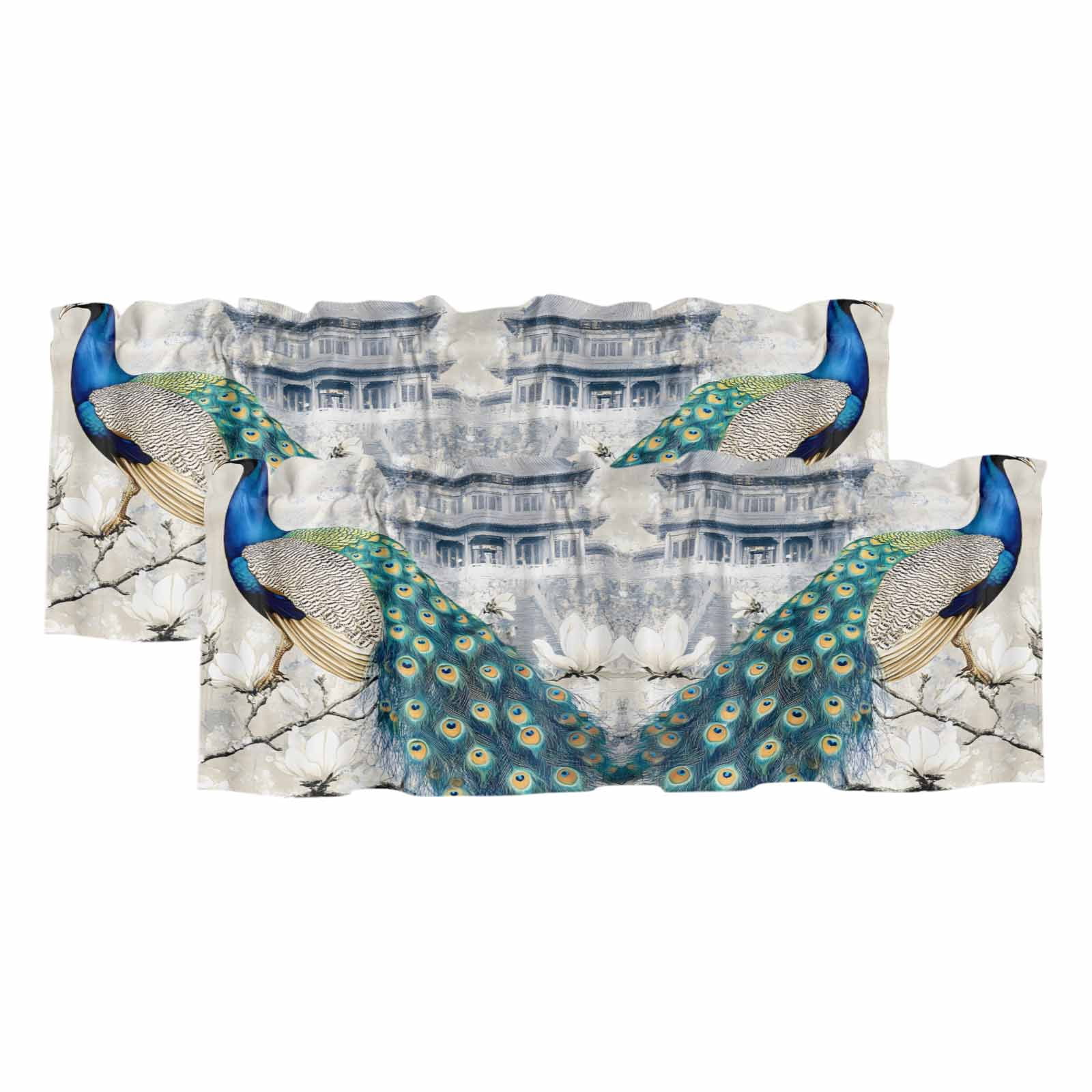 Elegant Peacock Valances for Windows, Decorative Rod Pocket Window ...