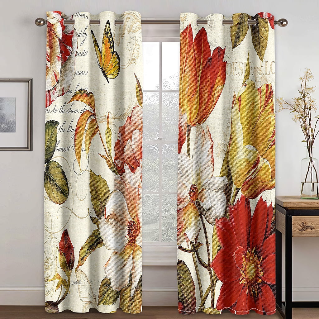 Elegant Pearl Blue Flower Floral Window Curtains Blinds For Living Room ...