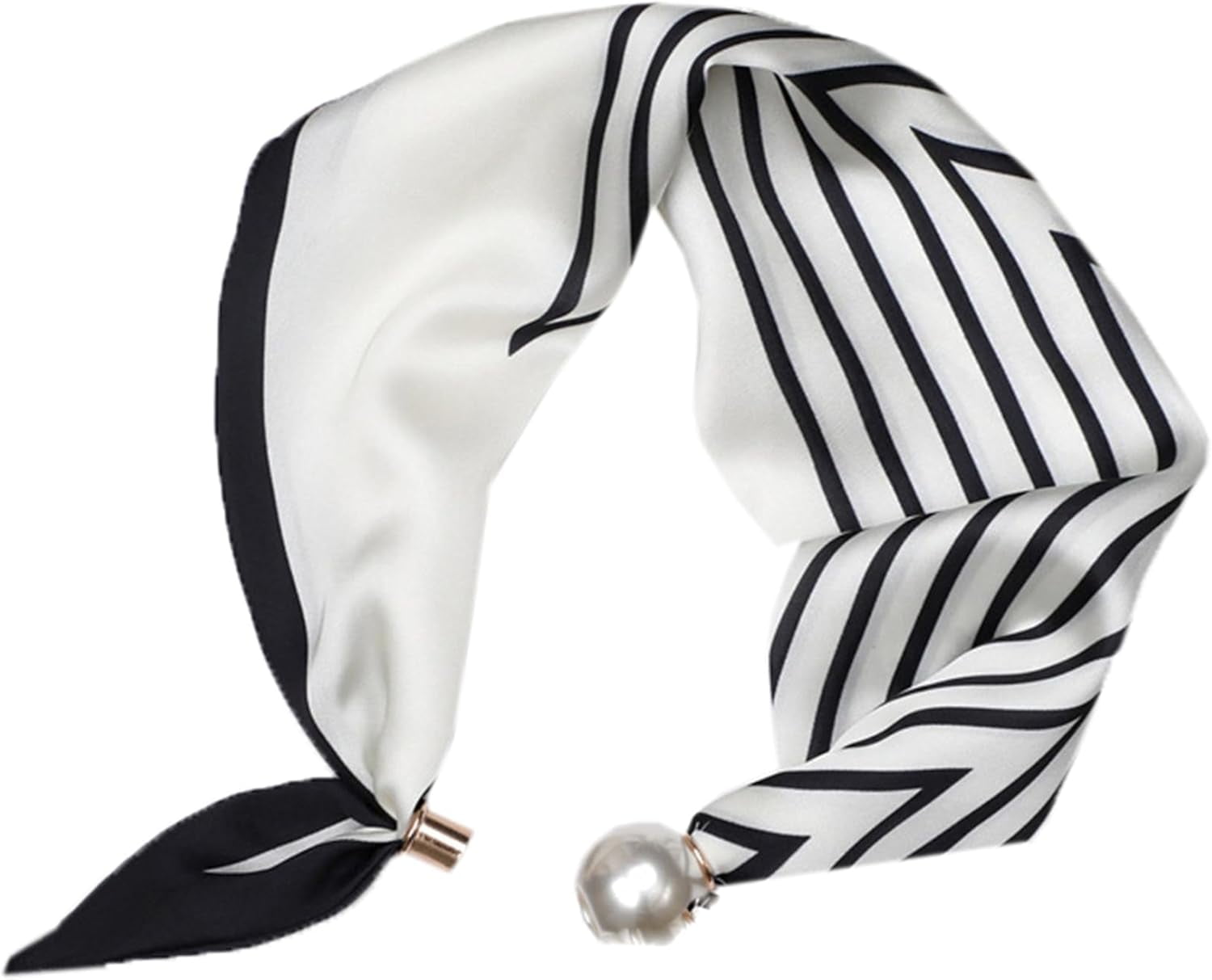 Elegant Pearl Chain Necklace Scarf with Magnetic Clasp Solid Color ...