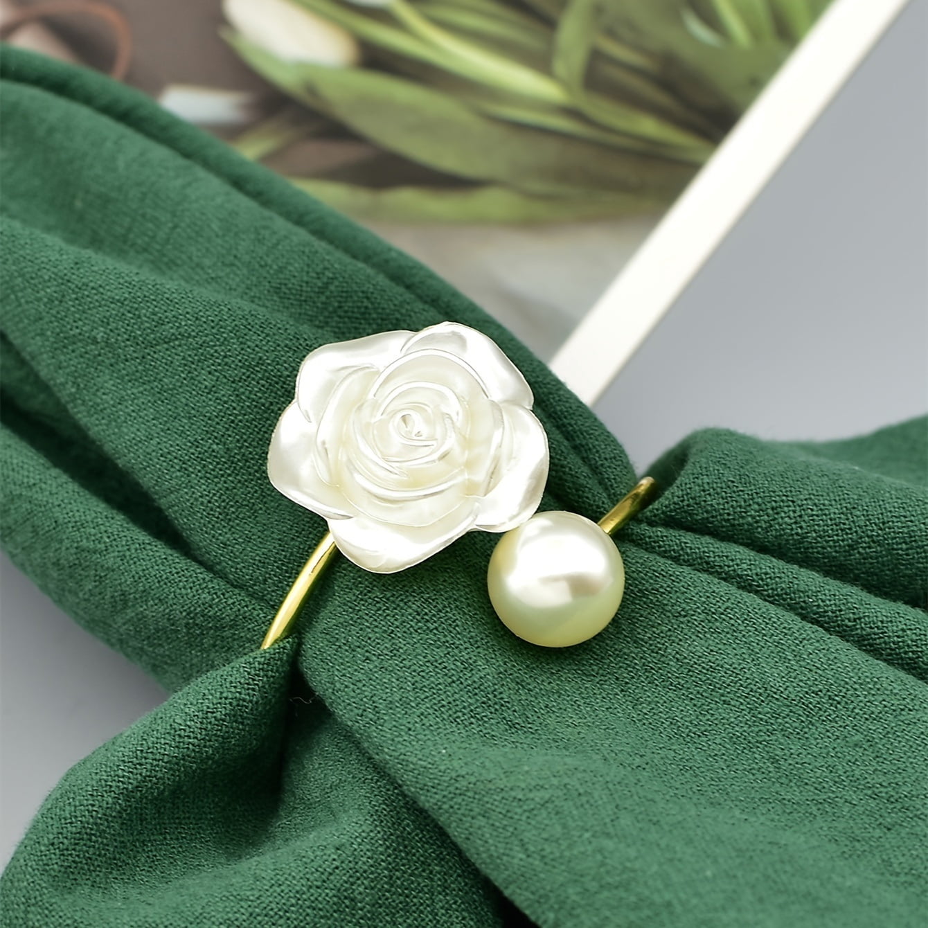 Elegant Pearl Napkin Rings Set - Classic Home Table Decoration for High ...