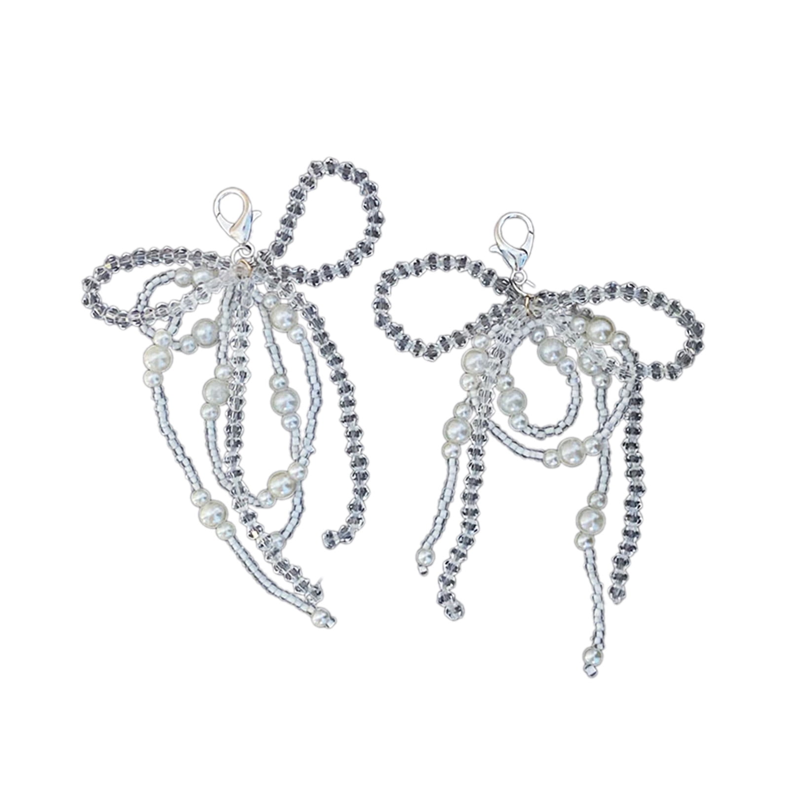 Elegant Pearls Beaded Bowknot Shoe Clips Fashionable Shoe Decoration ...