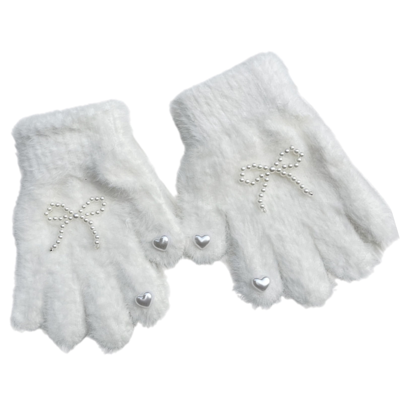 Elegant Pearls Embellished Gloves for Little Girls Aged 3 to 8 Years ...