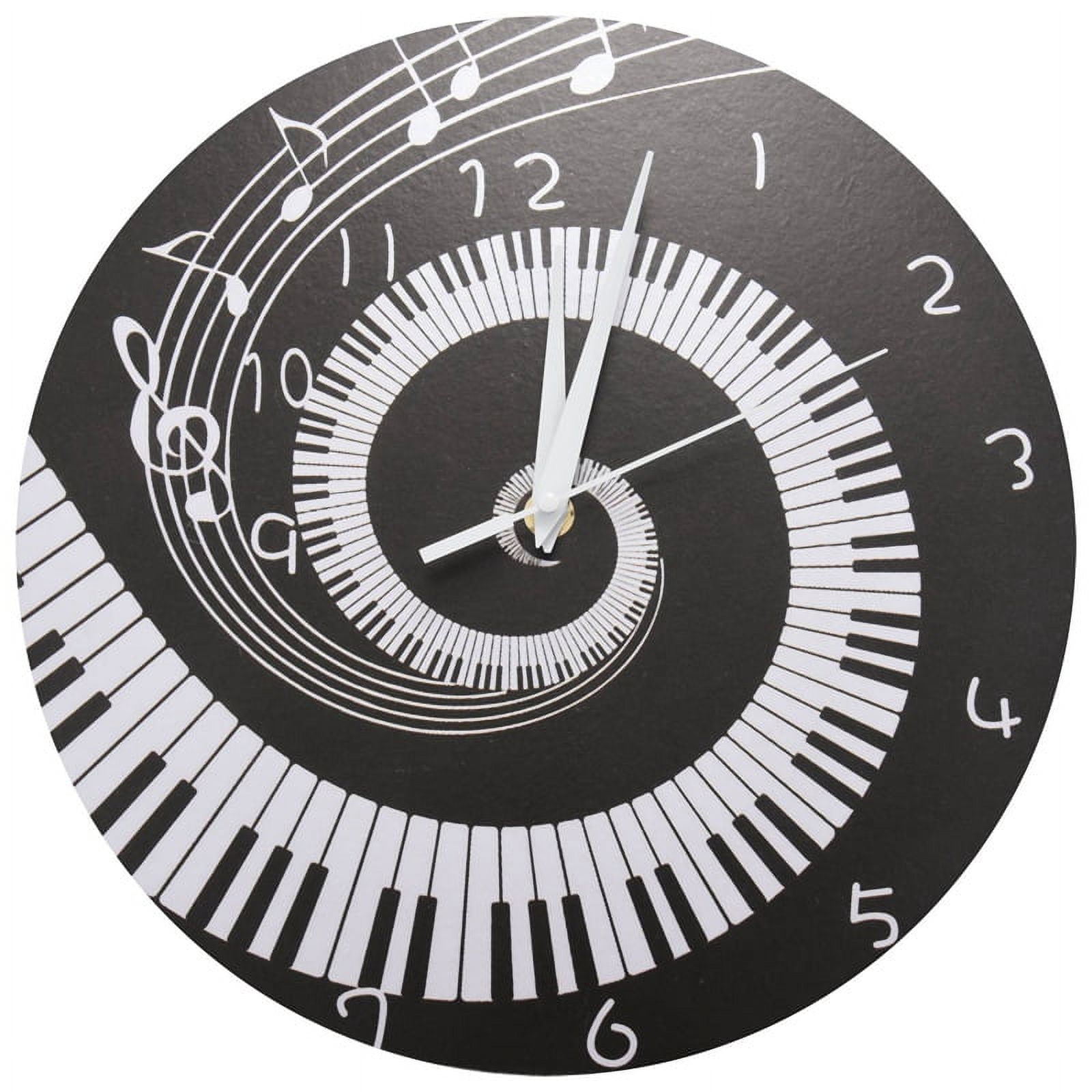 Elegant Piano Key Clock Music Notes Wave Round Modern Wall Clock ...