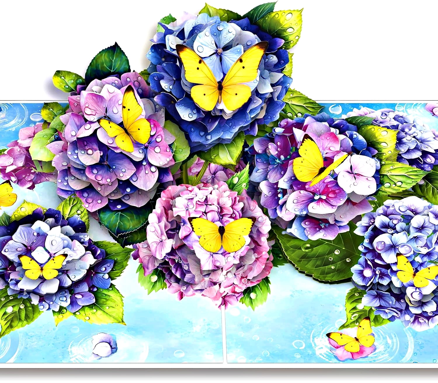 Wonder Paper Art Pop-Up Greeting Card, Hydrangea Butterflies, Pink, 5 ...